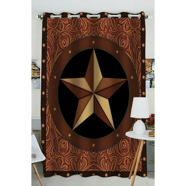 GCKG Texas Star Window Curtain,Texas Star Grommet Blackout Curtain Room ...