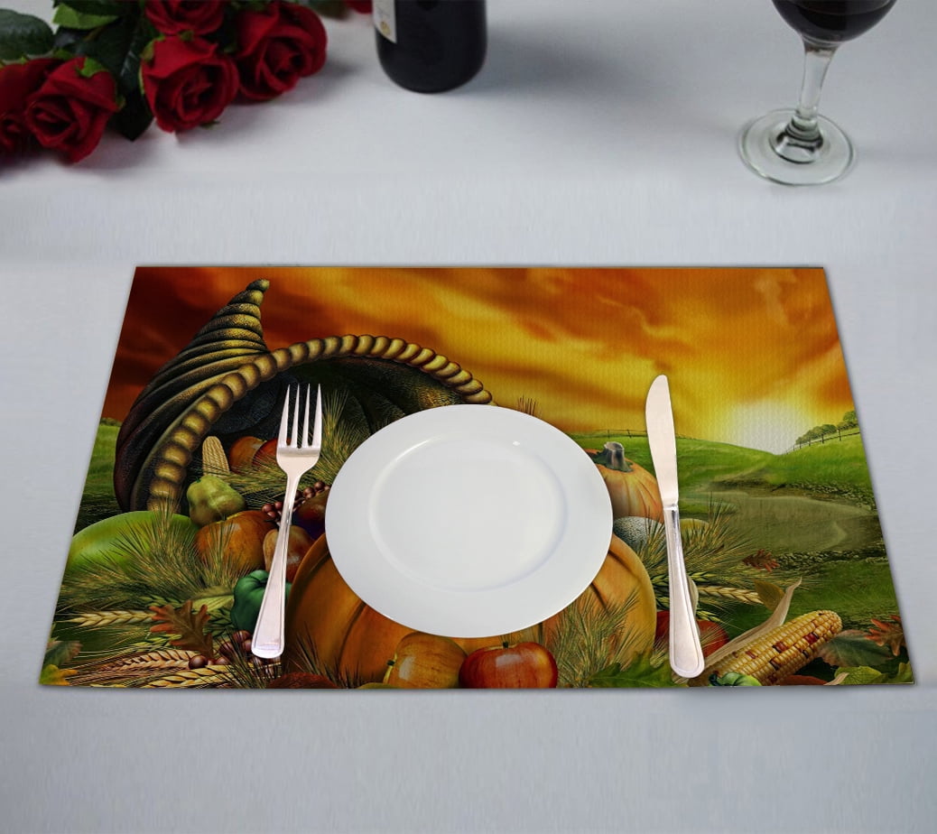 GCKG Thanksgiving Placemat,Happy Thanksgiving Day,Harvest,pumpkin Table ...