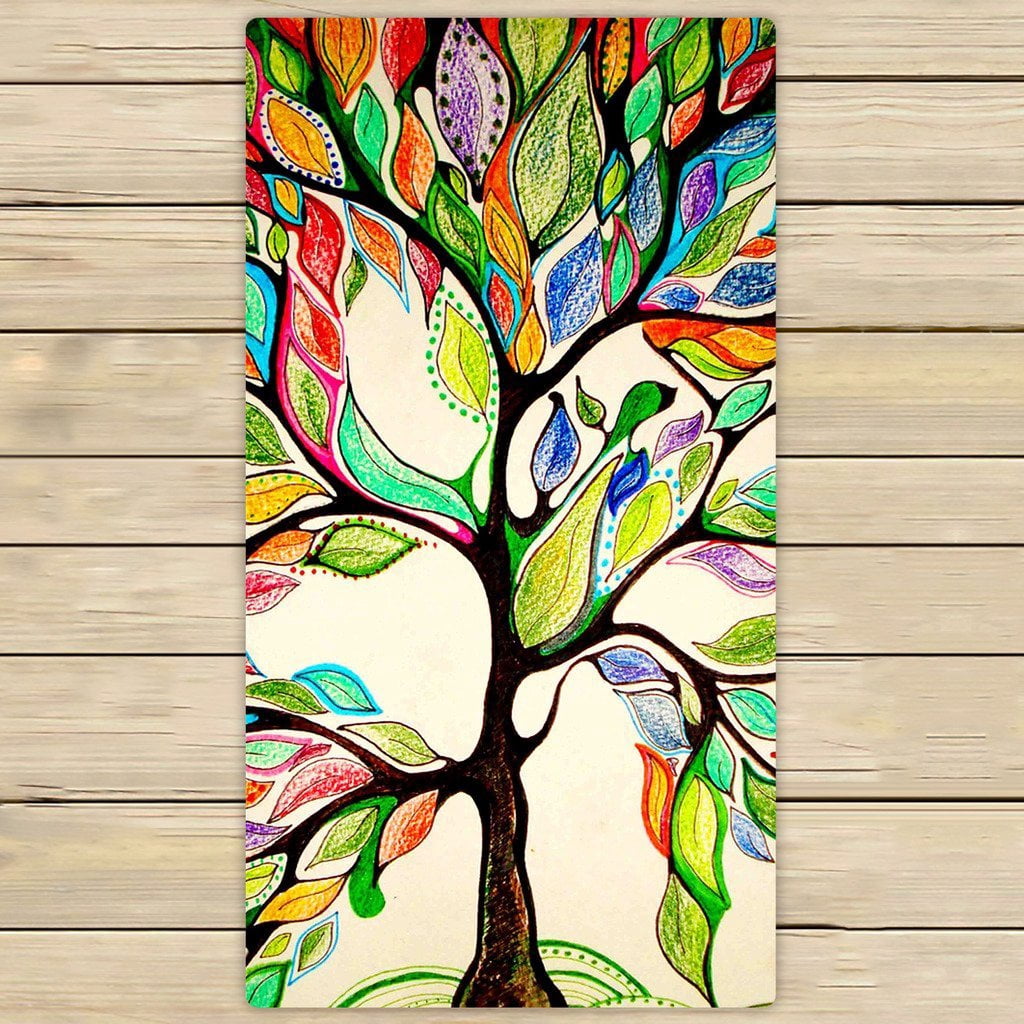 GCKG Tree of Life Towels,Tree of Life Gorgeous Like Leather Beach Bath ...