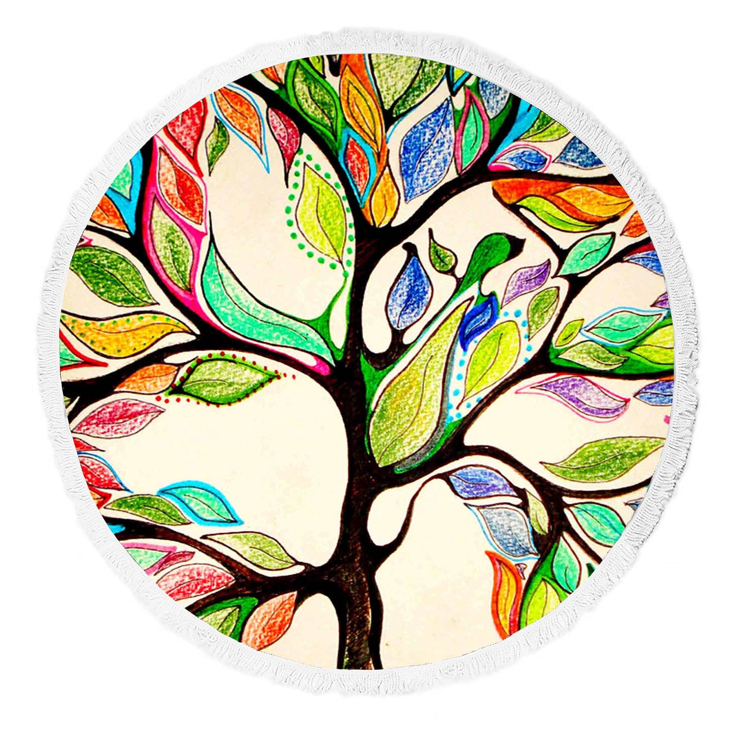GCKG Tree of Life Beach Towel,Tree of Life Gorgeous Like Leather Round ...