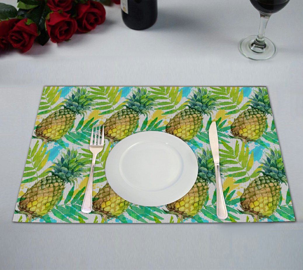 GCKG Tropical Beach Placemat, Watercolor Painted Green Pineapples and ...