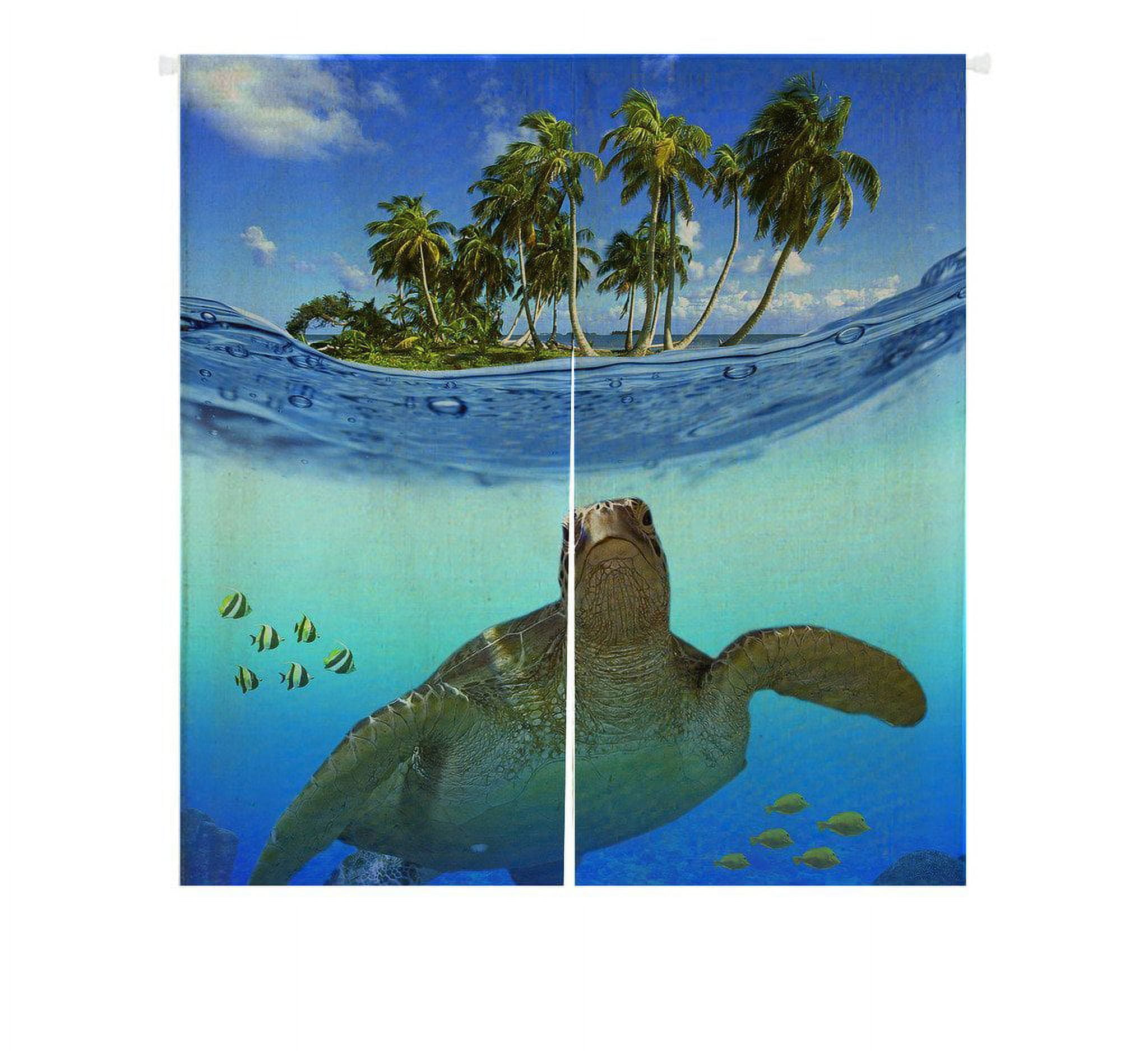 GCKG Underwater Sea Turtle Japanese Noren Doorway Curtain Doorway ...
