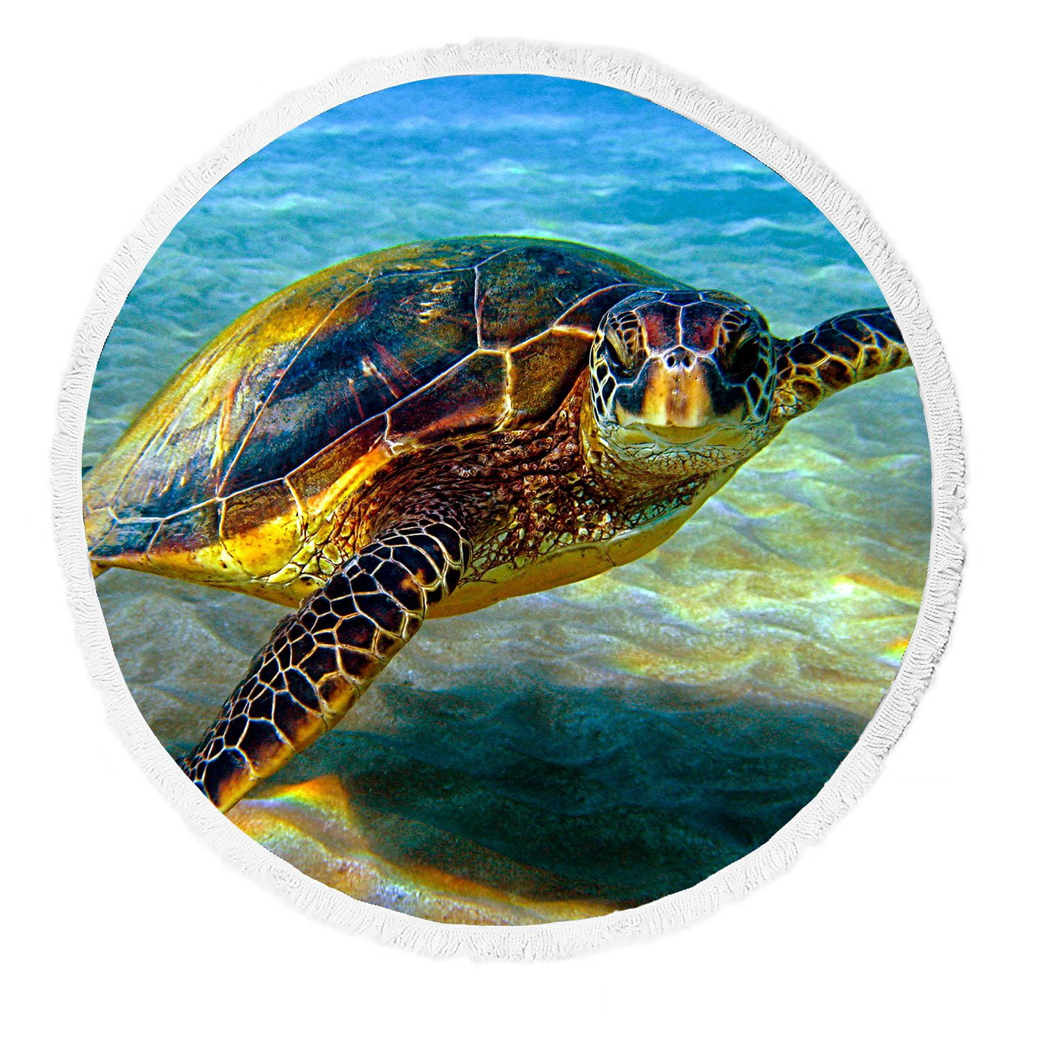 GCKG Underwater Sea Turtle Round Beach Towel Beach Mats Beach Shawl ...