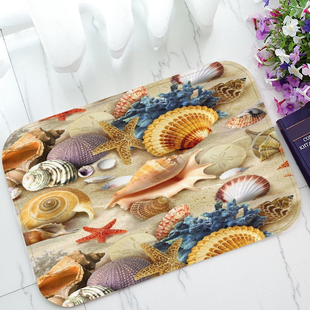 GCKG Underwater World Sea Animal Starfish Seashells Non-Slip Doormat ...