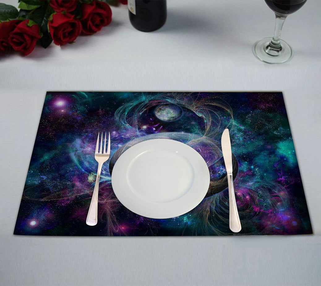 GCKG Universe Placemat, Space with a Planet Form Egg Placemat 12x18 ...