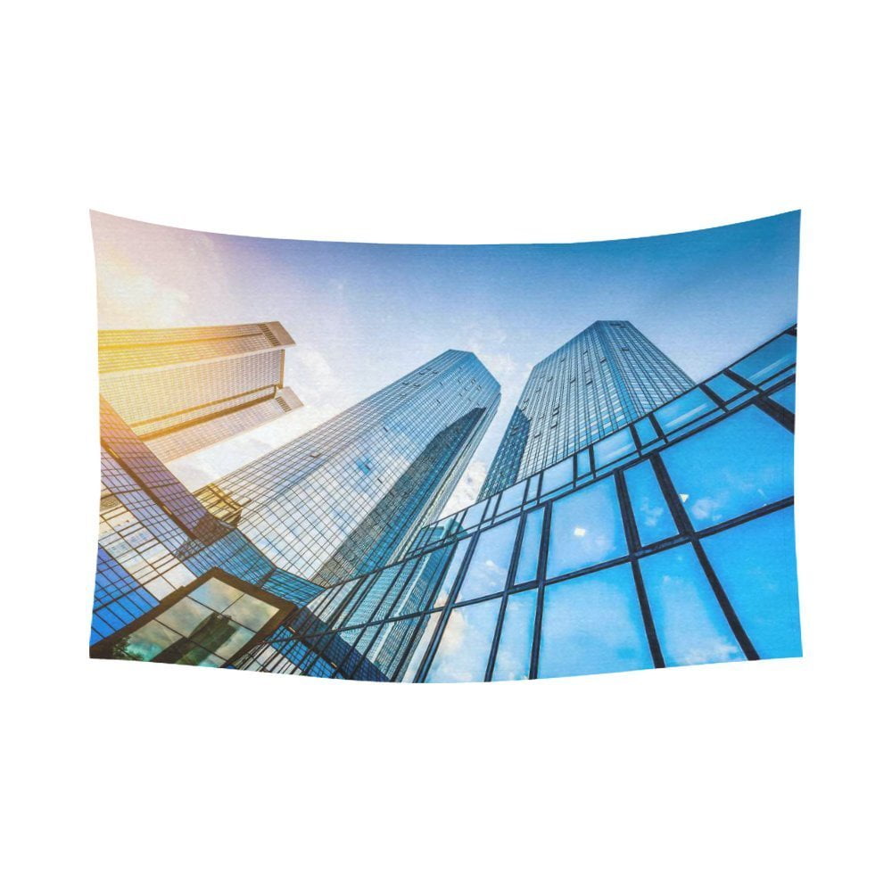 GCKG View of Modern Skyscrapers Sunset Cityscape Tapestry Horizontal ...