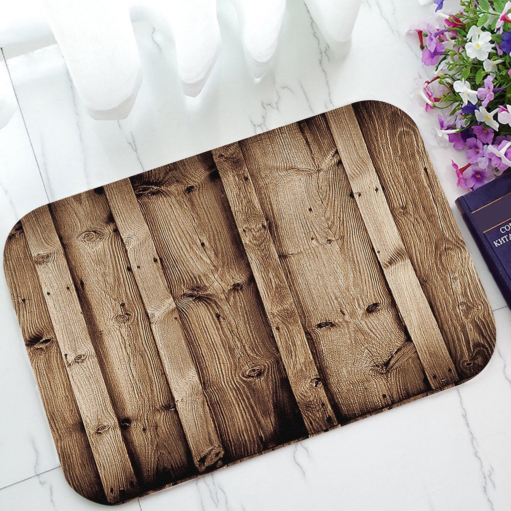 GCKG Vintage Rustic Knotty Old Barn Wood Non-Slip Doormat Indoor ...