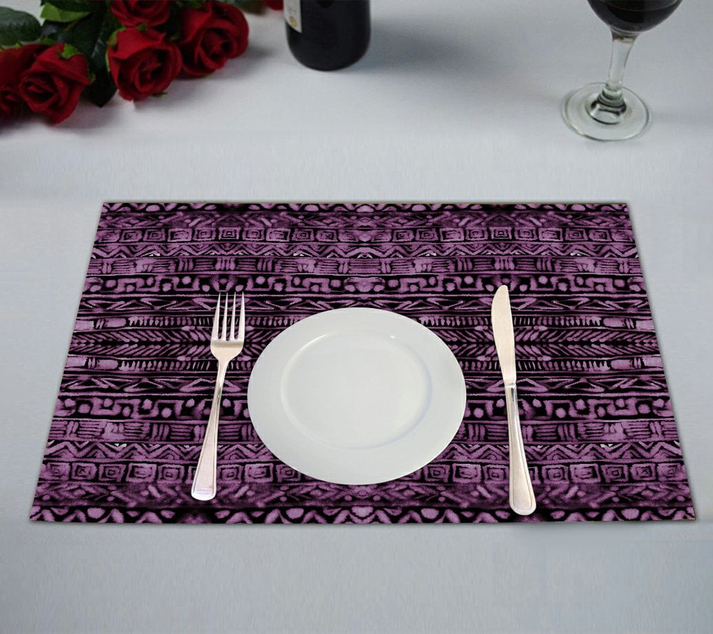 GCKG Watercolor Placemat, Abstract Aztec Pattern Purple Placemat 12x18 ...