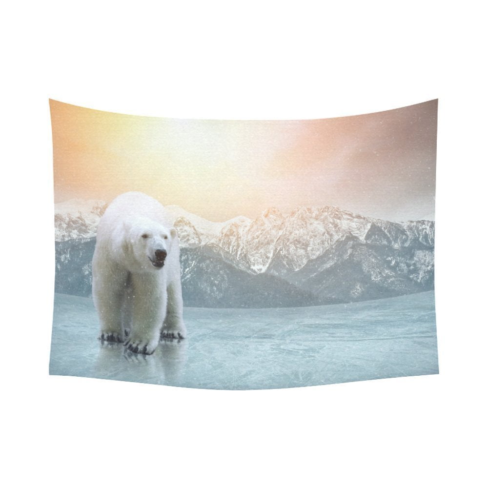 GCKG White Polar Bear Tapestry Horizontal Wall Hanging Wild Animal ...