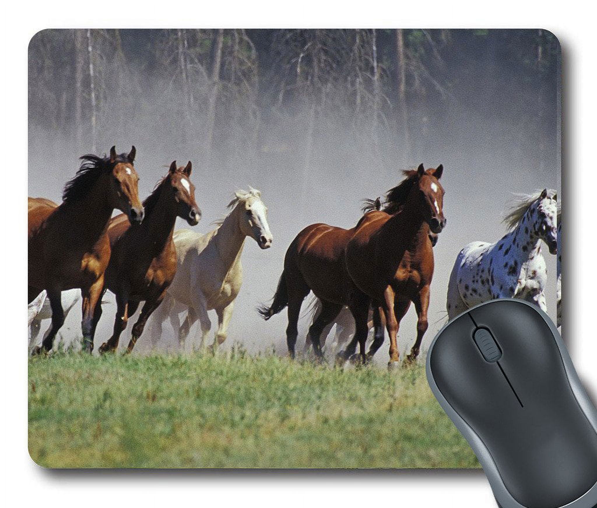 GCKG Wild Running Horses Mouse Pad Personalized Unique Rectangle Gaming ...