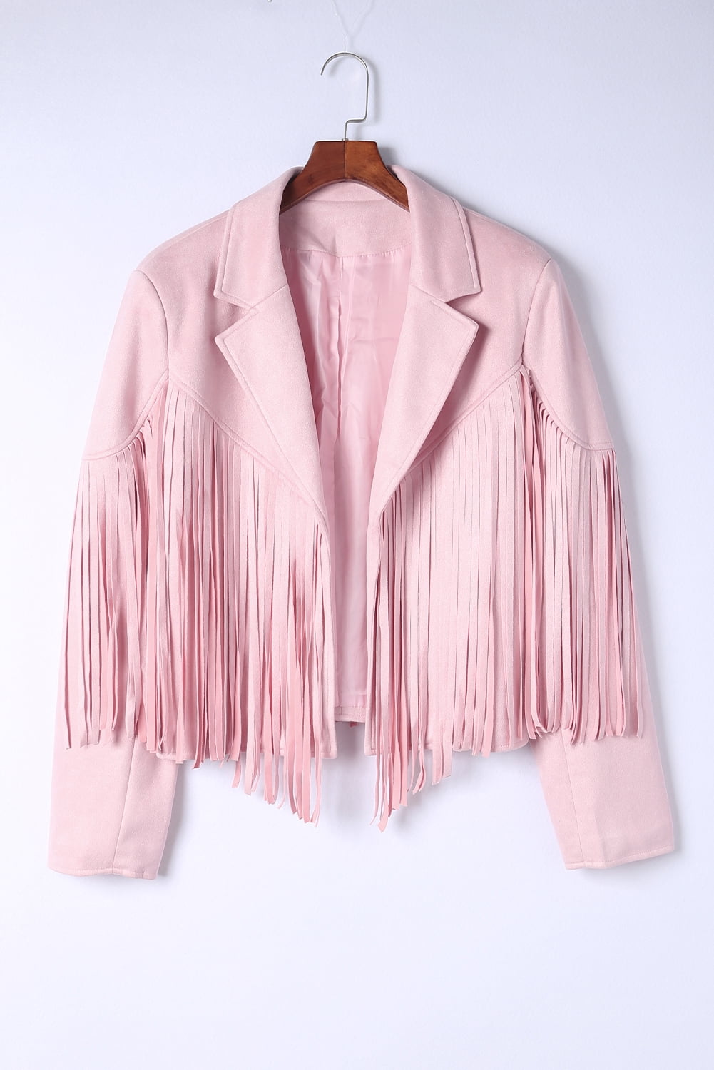 GCKG Women's Pink Fringe Plus Size Cropped Jacket (US 14-16)1X ...