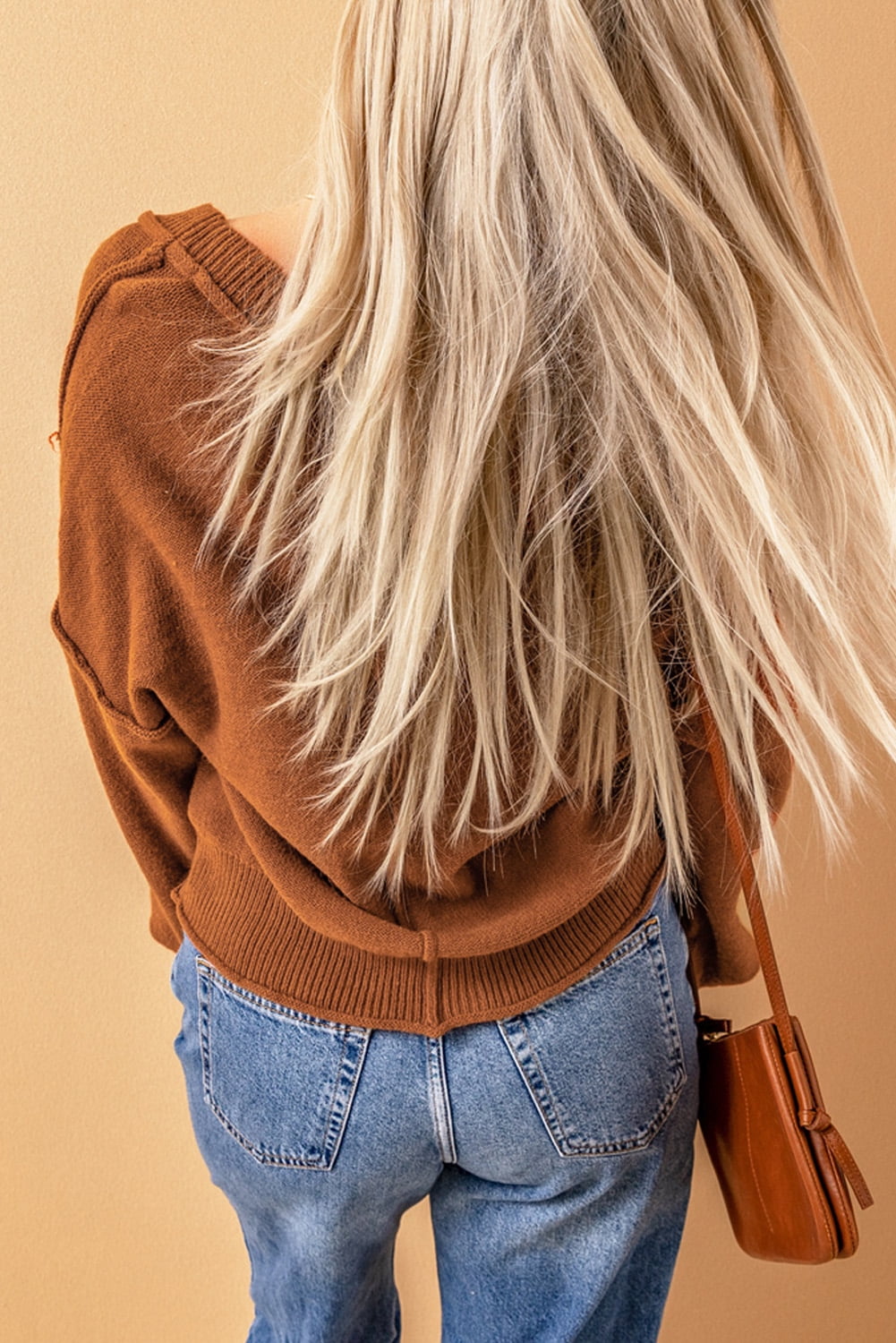 GCKG Women's Reverse Seam Trim Puff Sleeve Plunging Cardigan (US 4-6)S ...