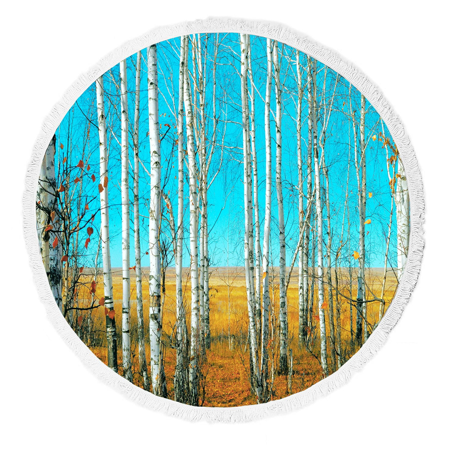 GCKG Woodland Forest Landscape Beach Towel, Birch Tree Branches Black ...