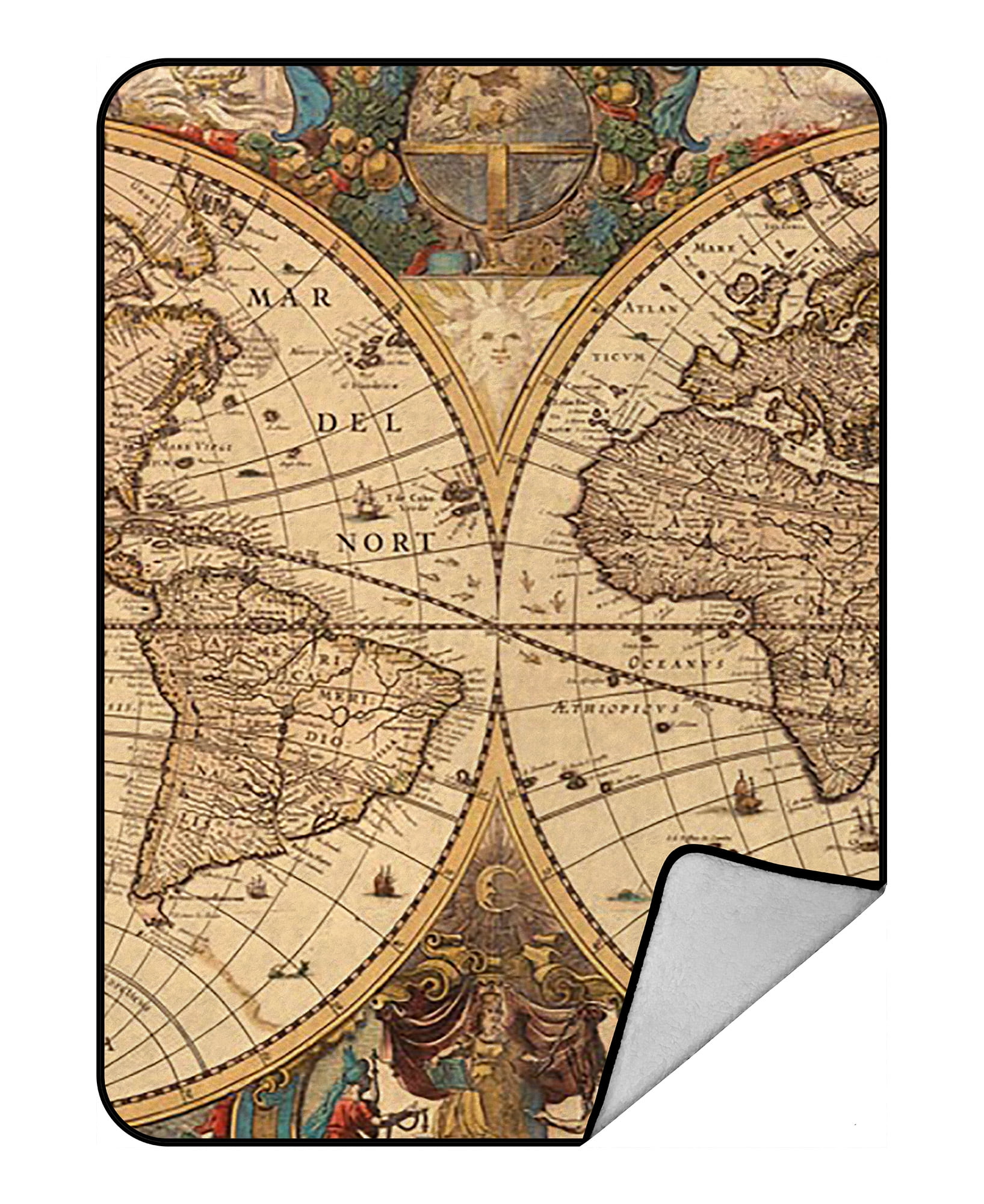 GCKG World Map Blanket,Vintage Retro World Map Fleece Blanket Crystal ... GCKG World Map Blanket,Vintage Retro World Map Fleece Blanket Crystal ...