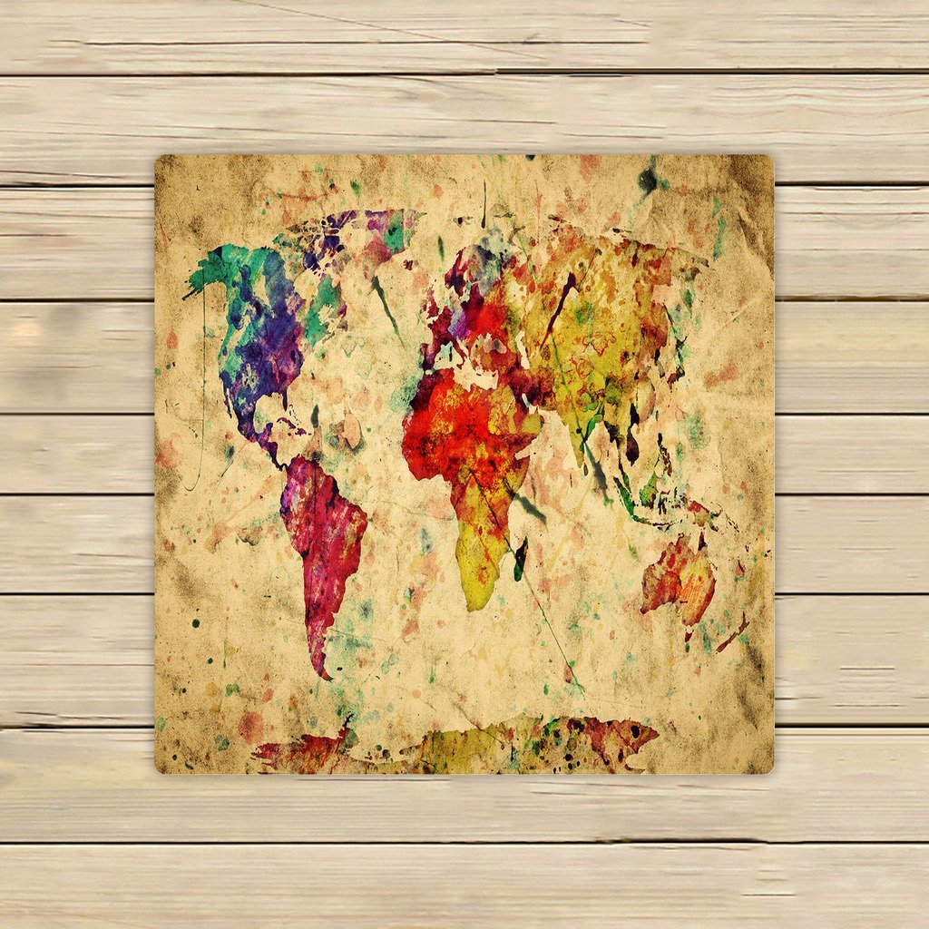 GCKG World Map Towels,Colorful Retro World Map Beach Bath Towels ...
