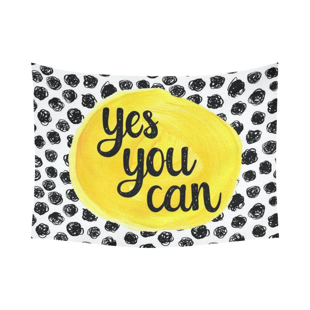 GCKG Yes You Can Fighting Polka Dot Inspirational Quotes Tapestry Wall ...