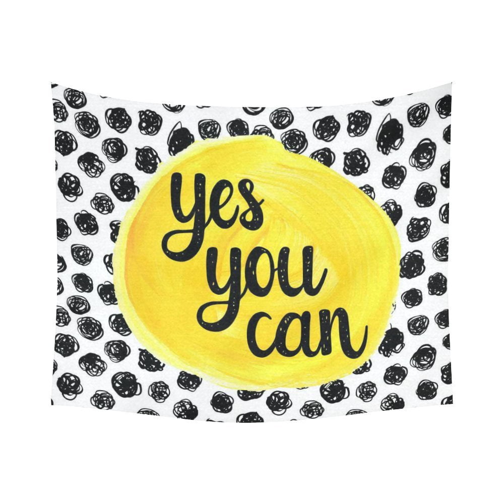 GCKG Yes You Can Fighting Polka Dot Inspirational Quotes Tapestry Wall ...