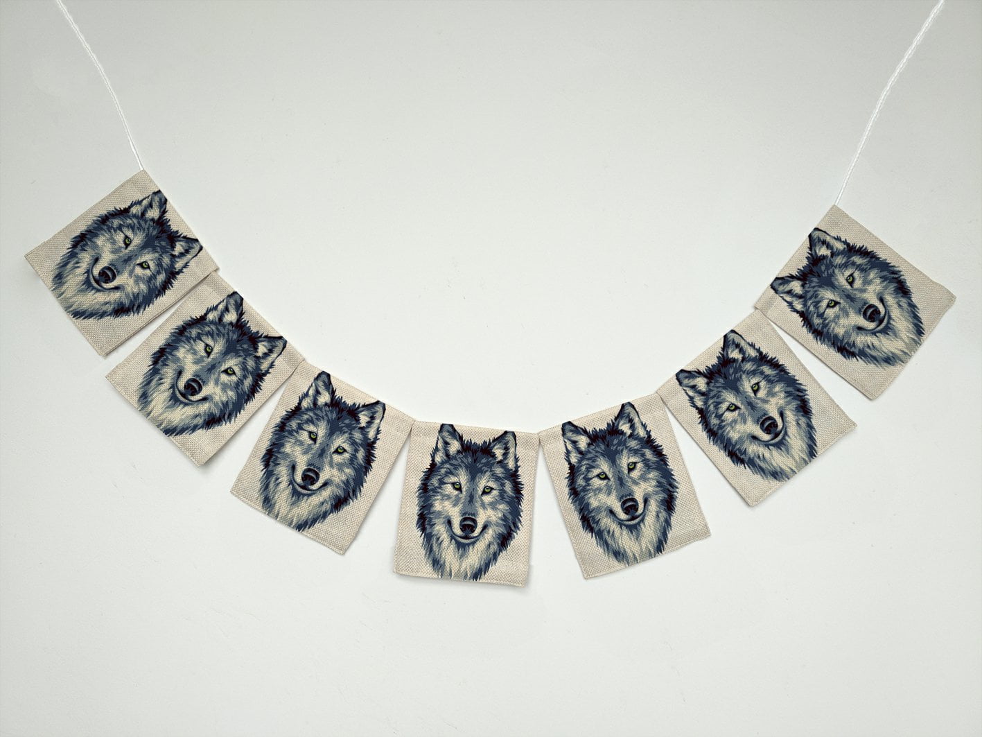 GCKG watercolor Blue Wild Wolf Banner Bunting Garland Flag Sign for ...