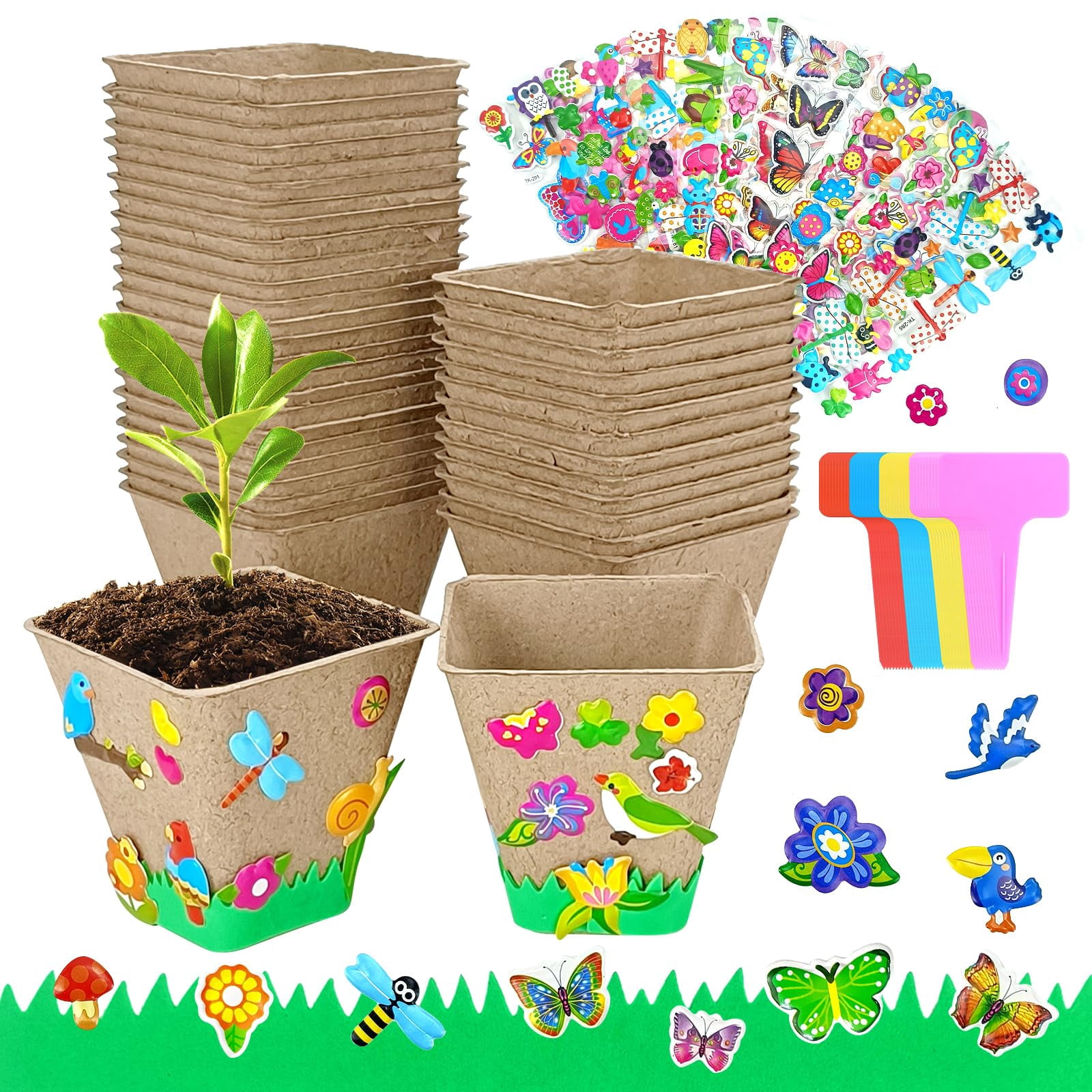 GCVOPTON 40 Set Garden Paper Pot AIS1 Craft Kit, Seed Starter Pots with ...