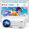 GCZ Bluetooth Projector with Screen, 1080P Support Portable Projector ...