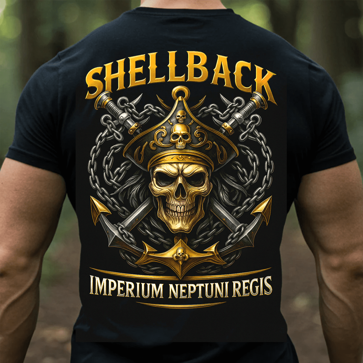 GD ART Navy T-Shirt, Imperium Neptuni Regis, Skull Anchor Design, U.S ...