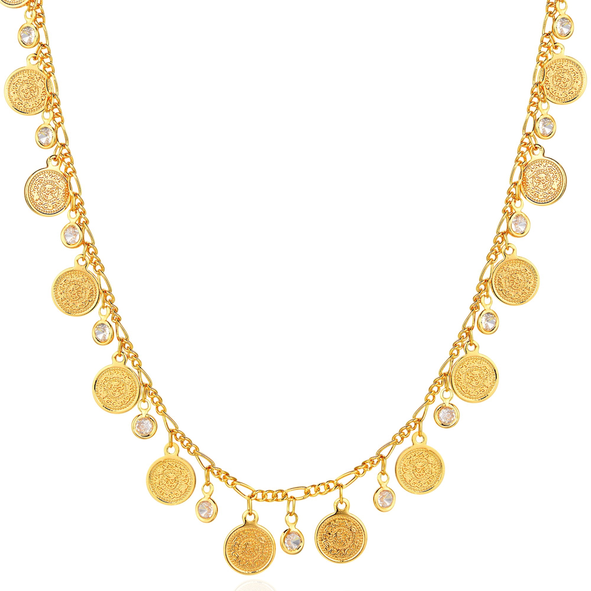 GDCOIN Gold Coin Choker Necklace 14K Gold Plated Dainty Chain with CZ ...