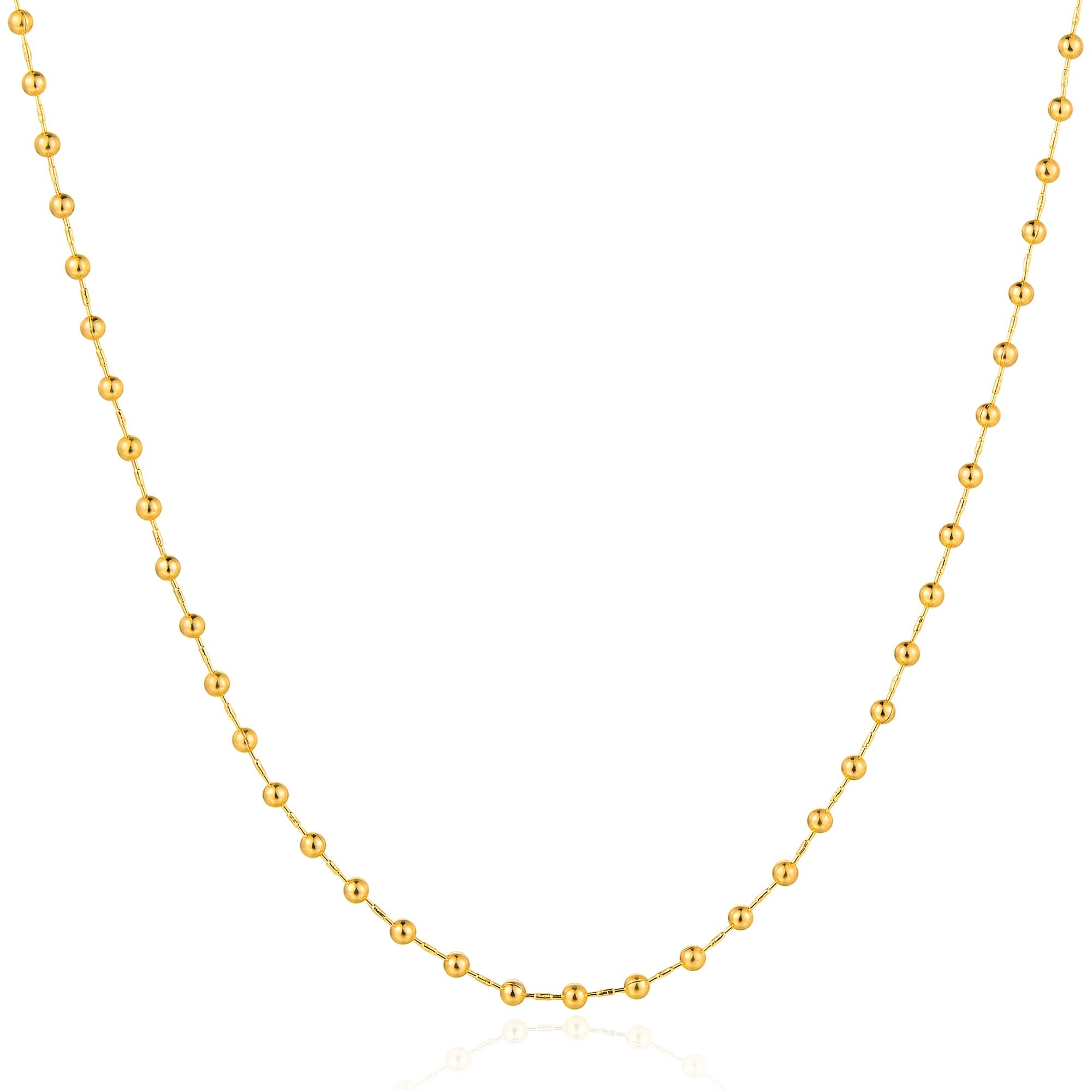 GDCOIN Round Beads 14K Gold Plated Dainty Chain Choker Necklace for ...