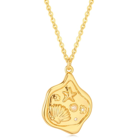 Gold Starfish Layered Necklaces for Women Summer Sea Shell Charm ...