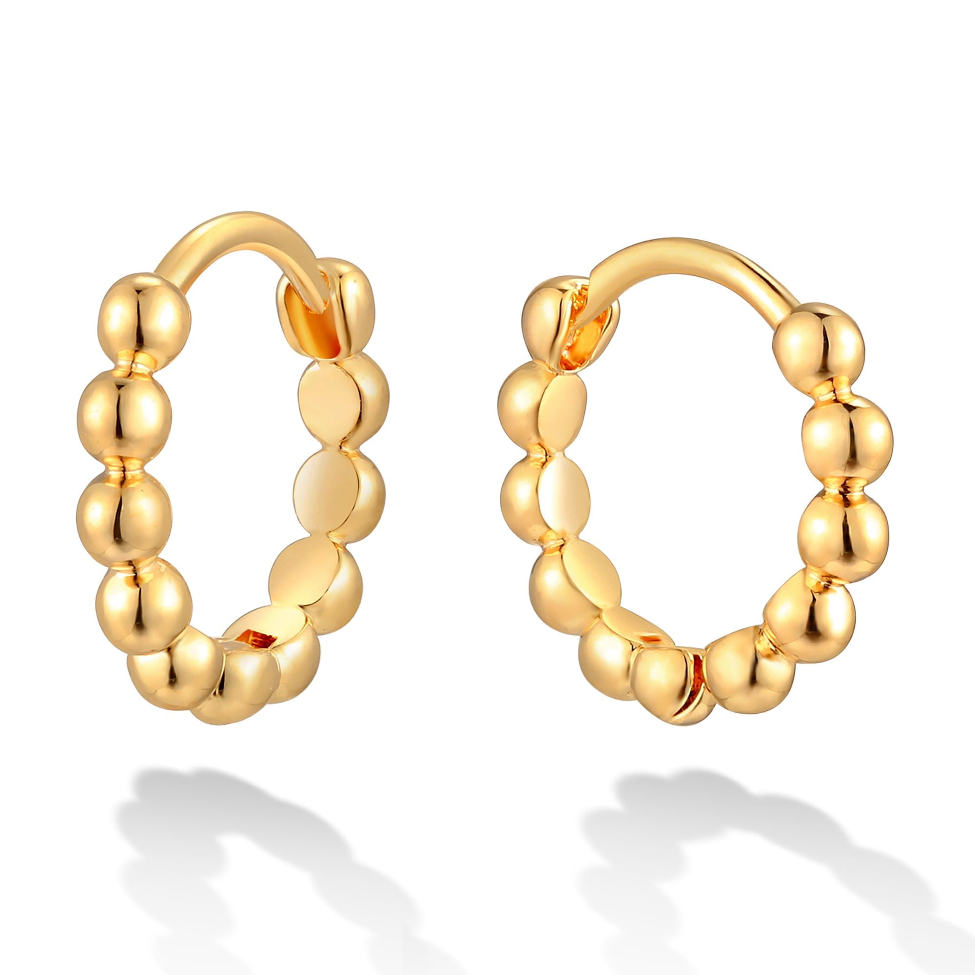 GDCOIN Beaded Earrings 14K Gold Plated Small Simple Everyday Jewelry ...