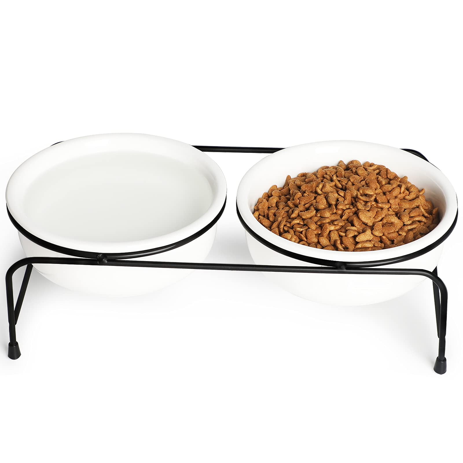 GDCZ Porcelain Raised Small Dog Bowls with Heighten Metal Stand and Non ...