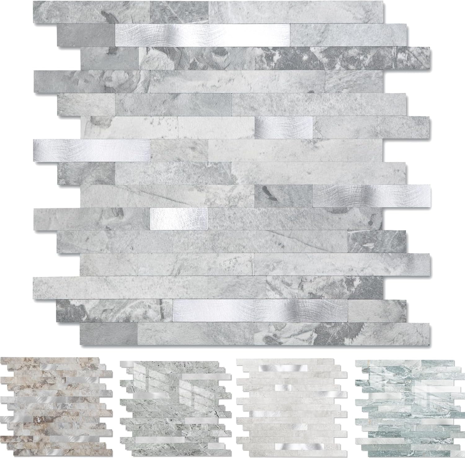 GDDPOD-1 Sheet Peel and Stick Stone Metal Tile Backsplash, Stick on ...