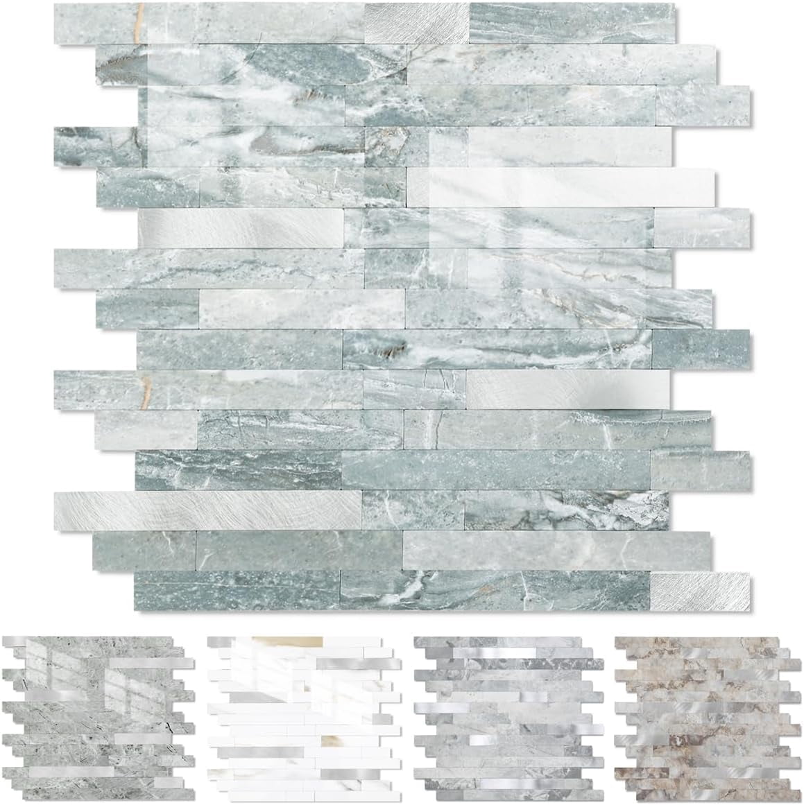 GDDPOD-1 Sheet Peel and Stick Stone Metal Tile Backsplash, Stick on ...