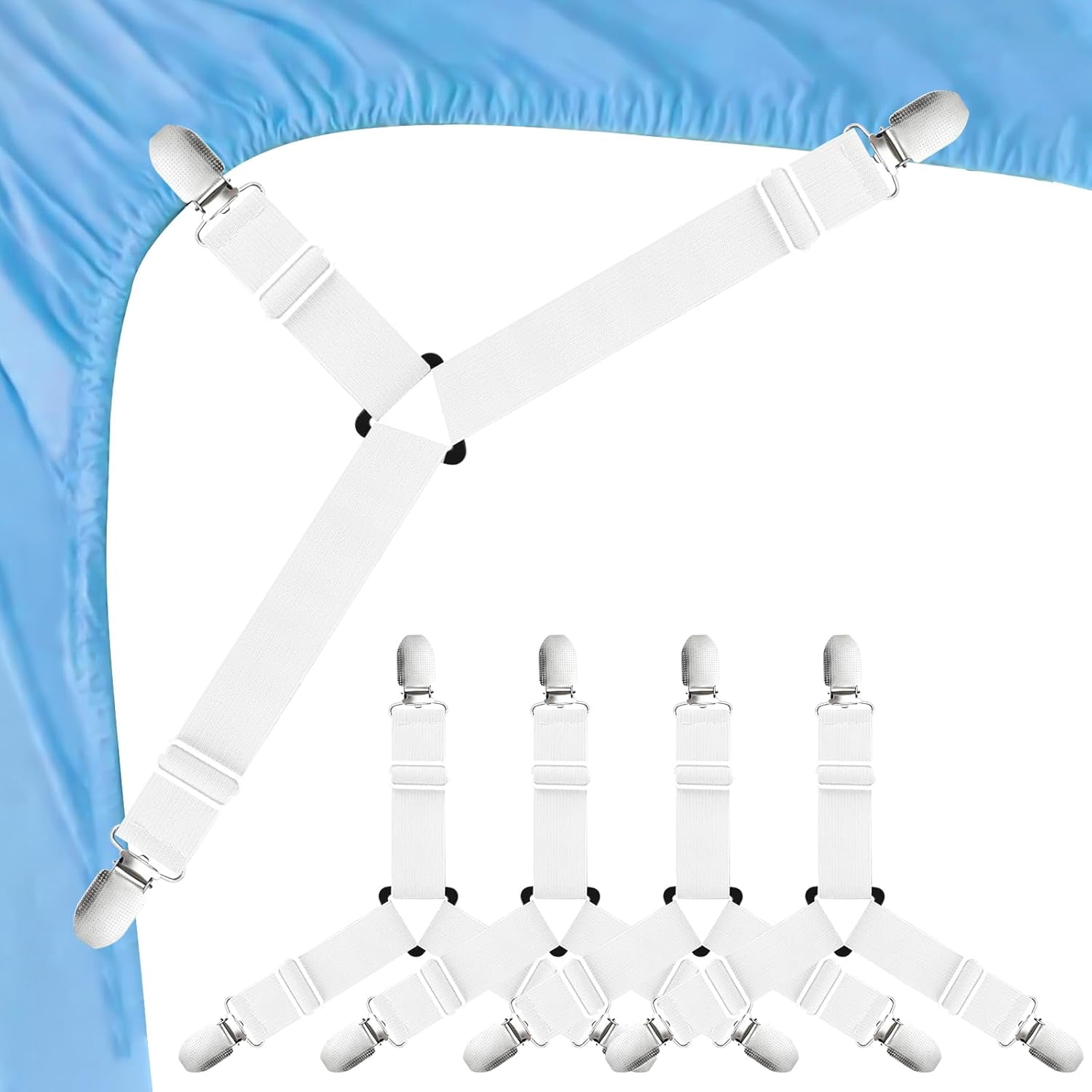 GDDPOD-4 Pack Bed Sheet Straps Adjustable Sheet Fasteners with Sheet ...