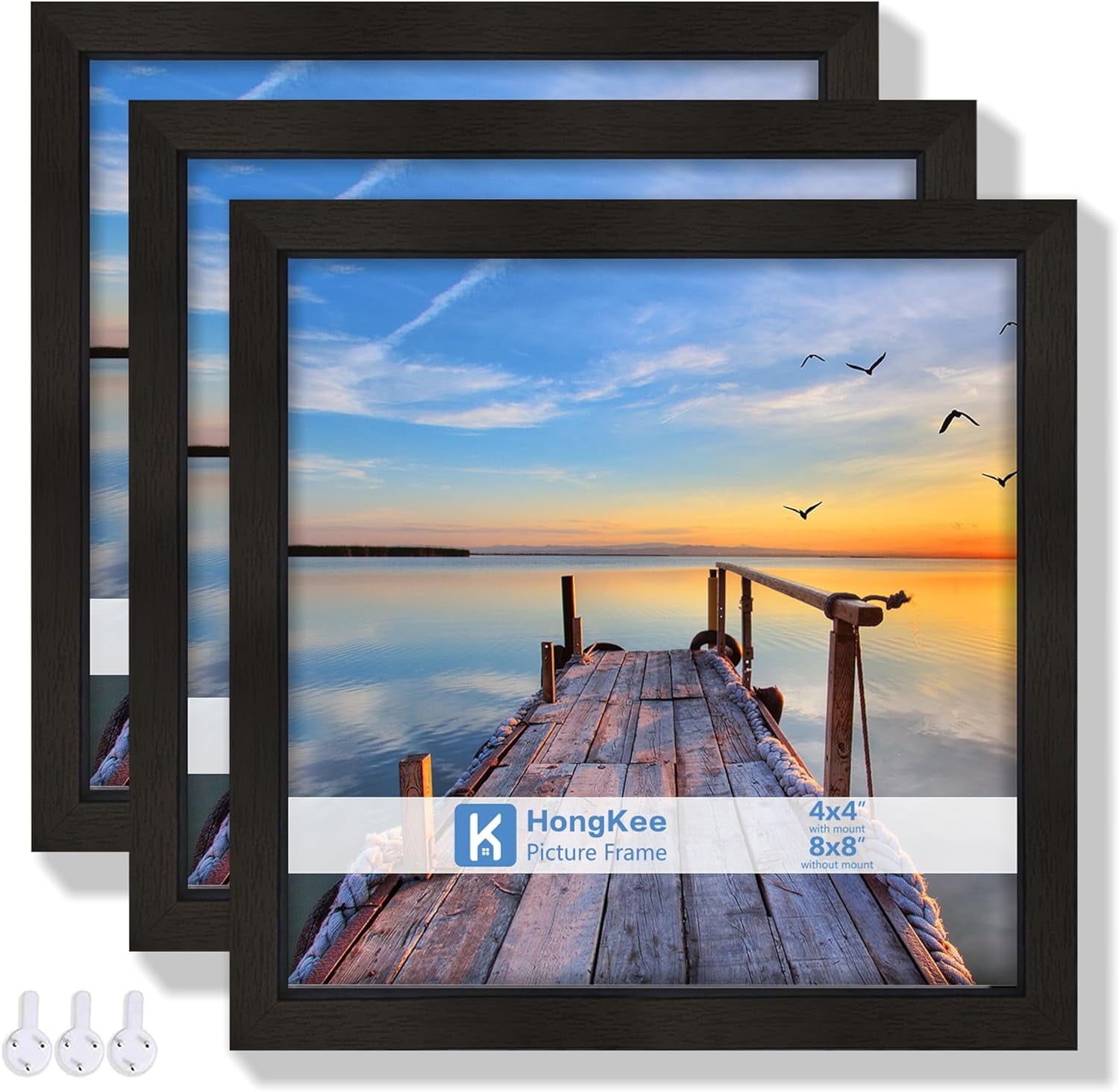 GDDPOD-8x8 Picture Frames with Real Glass, Black Wooden Square Photo ...