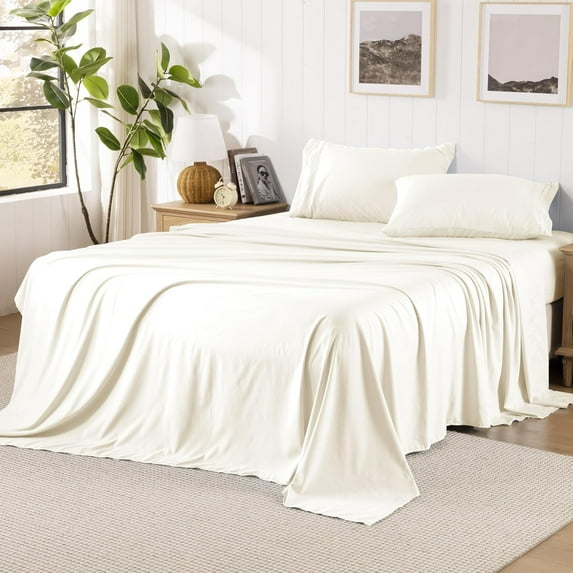 GDDPOD-Beige Queen Sheet Set Ultra Soft Pre-washed Brushed Microfiber 4 ...