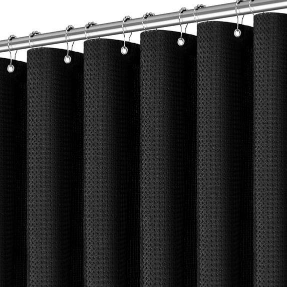 GDDPOD-Black Fabric Shower Curtain for Bathroom Stall, 60 inch Waffle ...