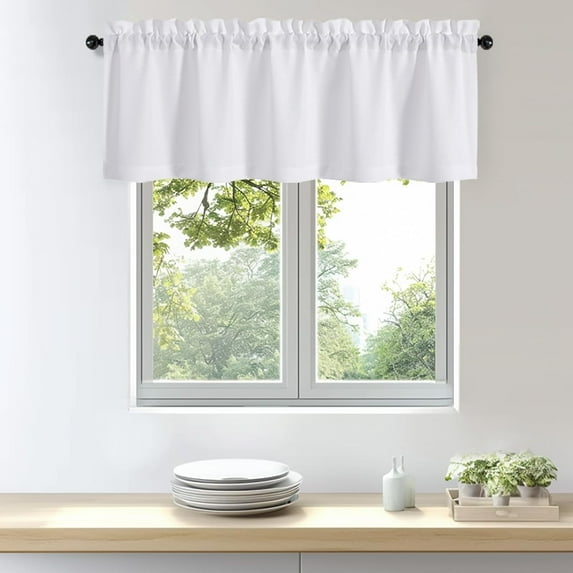 GDDPOD-Bob 1 PCS White Valances for Windows, Faux Linen Textured ...