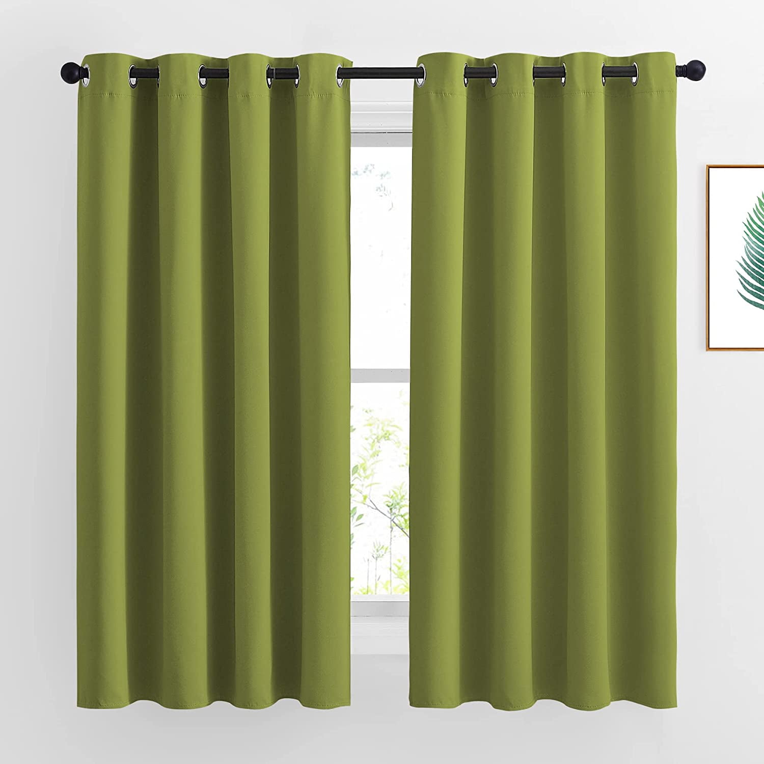 GDDPOD-Fresh Green Curtain Panels for Living Room - Window Treatment ...