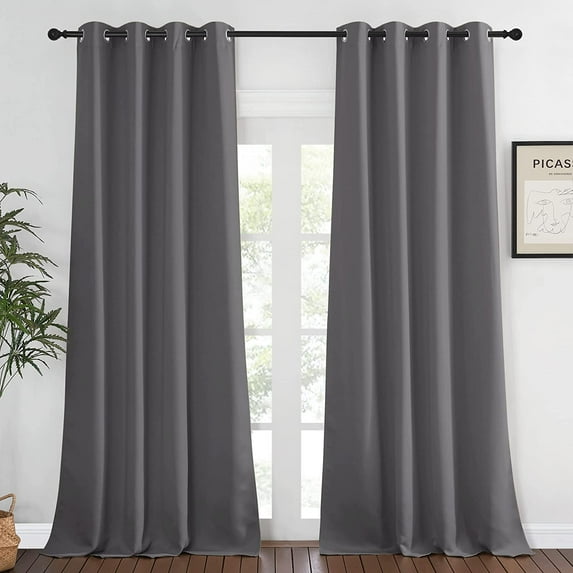 GDDPOD-Grey Blackout 102 inch Curtain for Living Room, Grommet Thermal ...