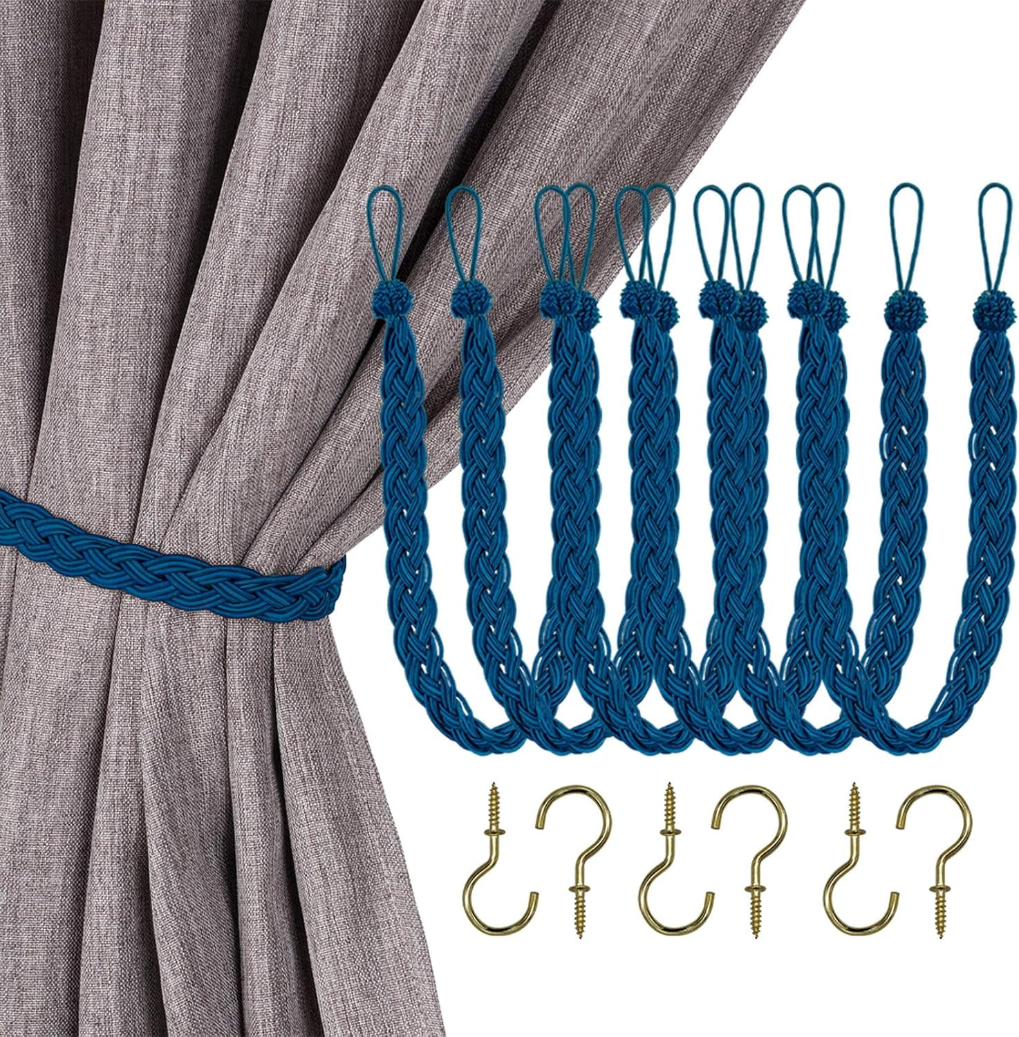 GDDPOD-Hand Braided Curtain Tie Back, Buckle Holdback Drapery Curtain ...