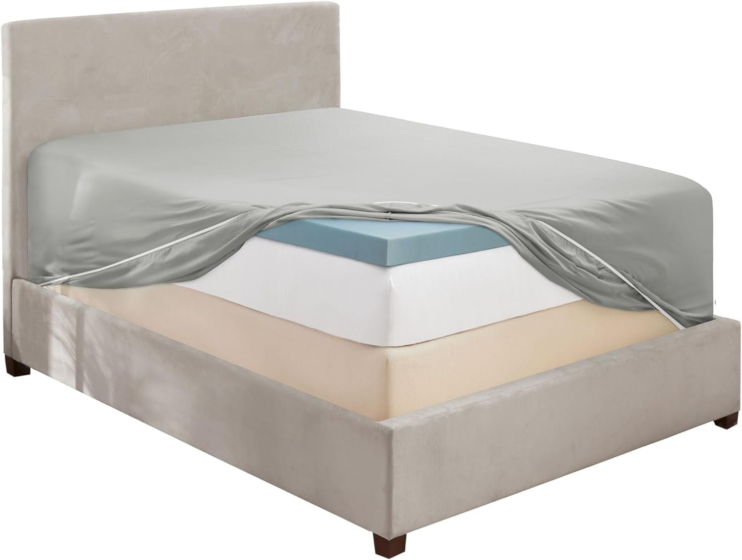 GDDPOD-Light Grey Twin Fitted Sheet - Extra Deep Pocket, 1800 ...