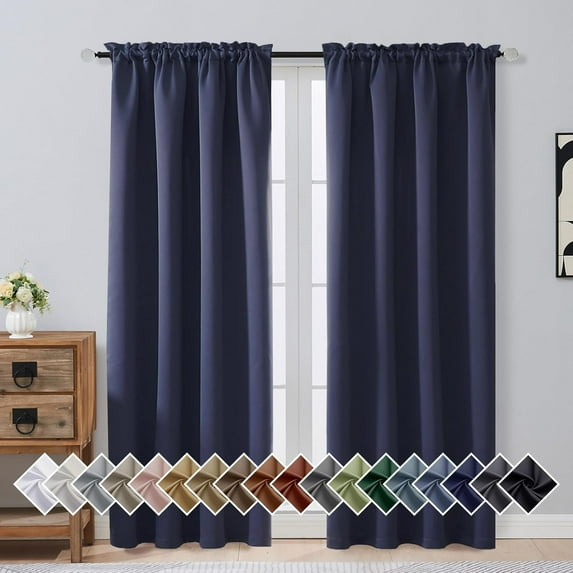 GDDPOD-Navy Blue Blackout Curtains for Bedroom 72 Inch Length 2 Panels ...