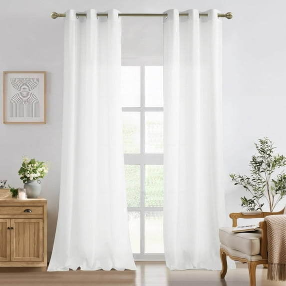 GDDPOD-Off White Privacy Sheer Long Curtains 92 Inch Length for Bedroom ...