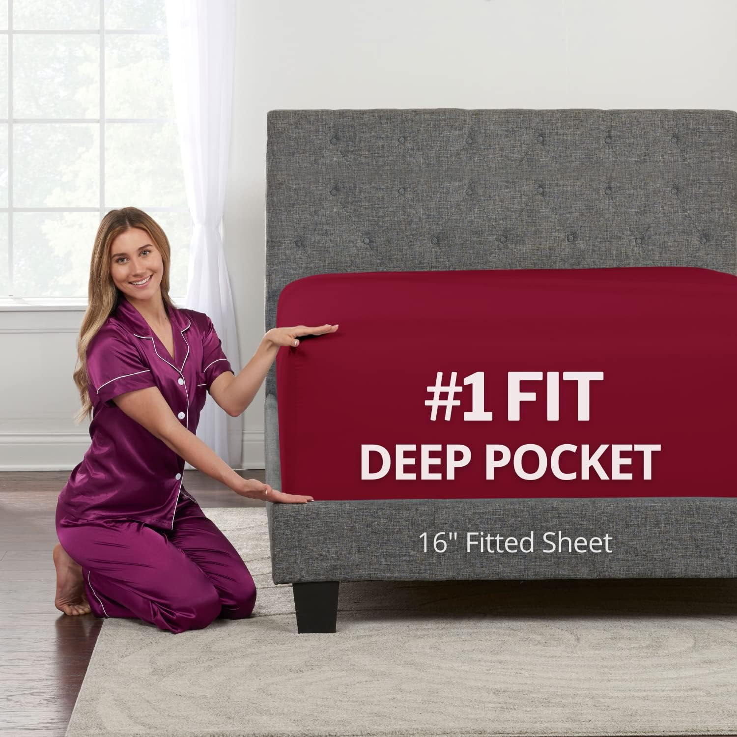 GDDPOD-Real 16' Deep Pocket Queen Fitted Sheet Fits Perfectly 14'18 ...