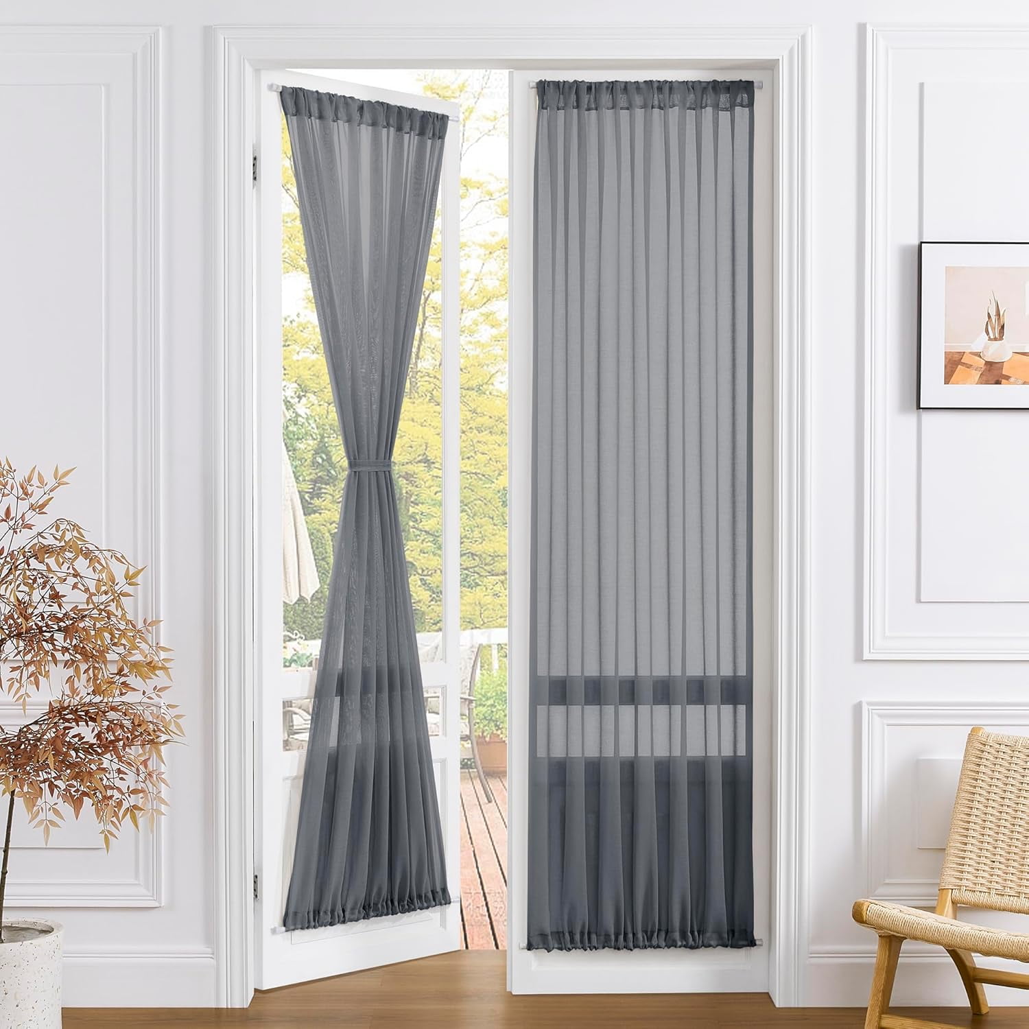 GDDPOD-Sheer Door Curtain Closet Linen Textured Curtains Sheer Doorway ...