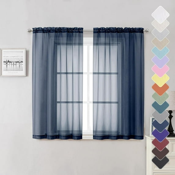 GDDPOD-Short Sheer Curtains 54 Inches Length 2 Panels, Light Filtering ...