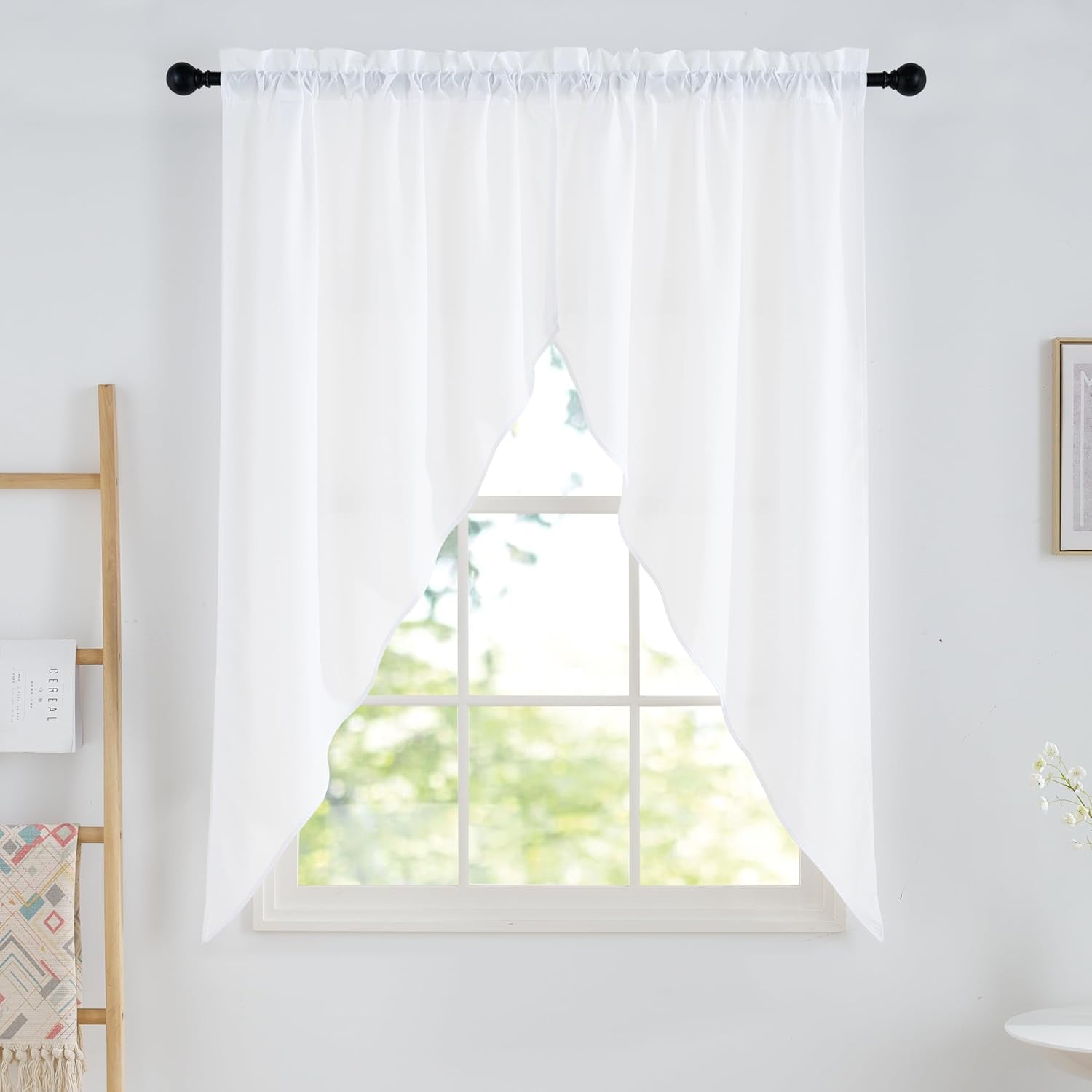 GDDPOD-Swag Curtain Valance for Kitchen Bathroom, Non See Through ...