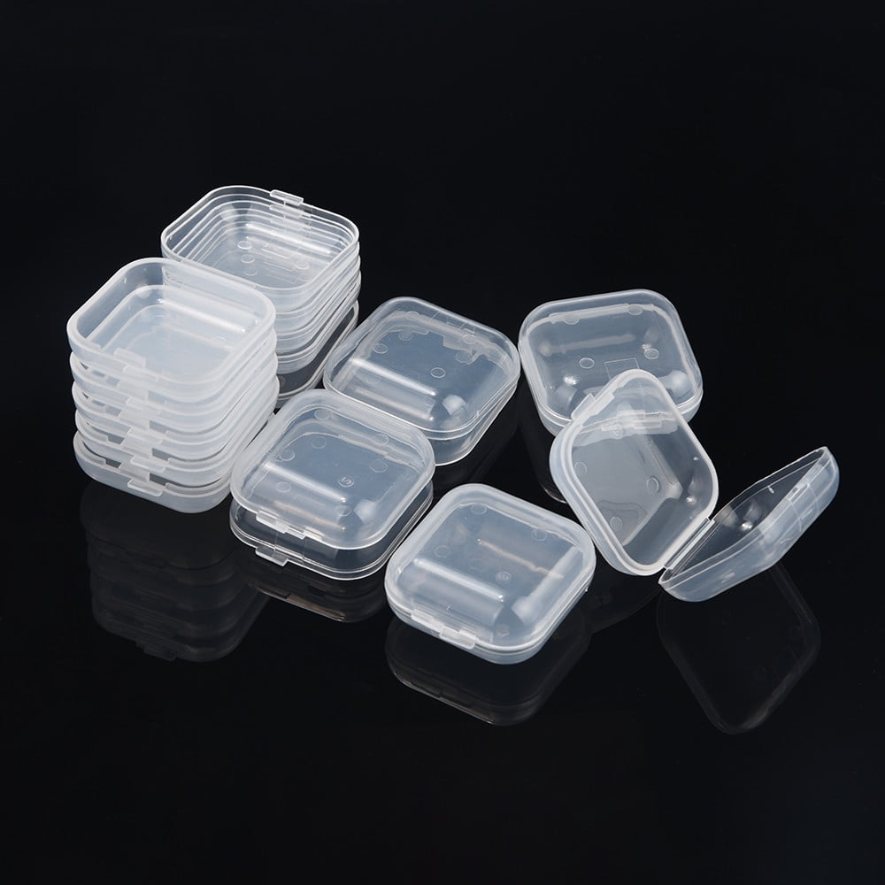 GDDTOY 10pcs Portable Transparent Flip Jewelry Box Square Plastic Small ...