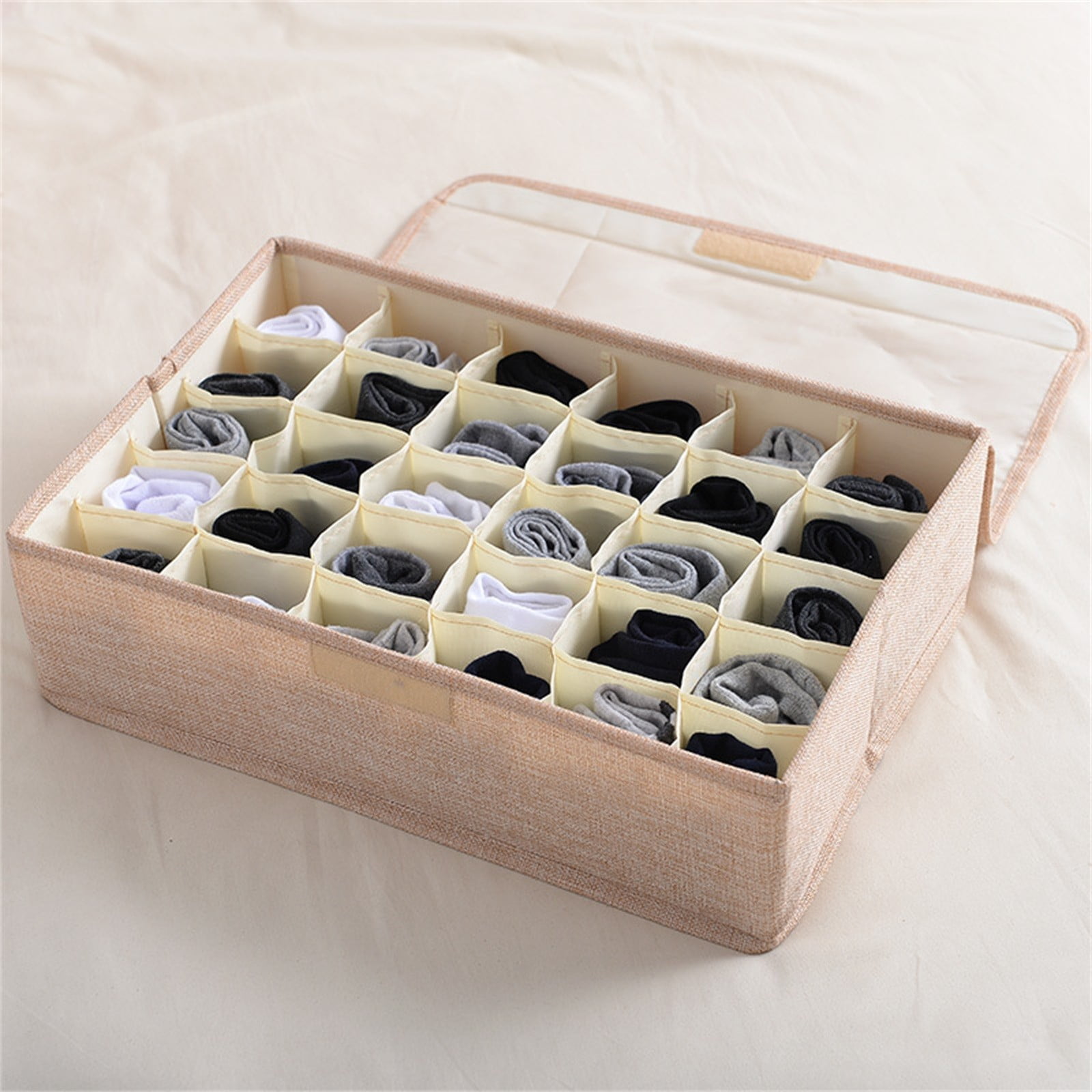 GDDTOY 30 Grid Socks And Underwear Storage Box With Lid: Fabric ...