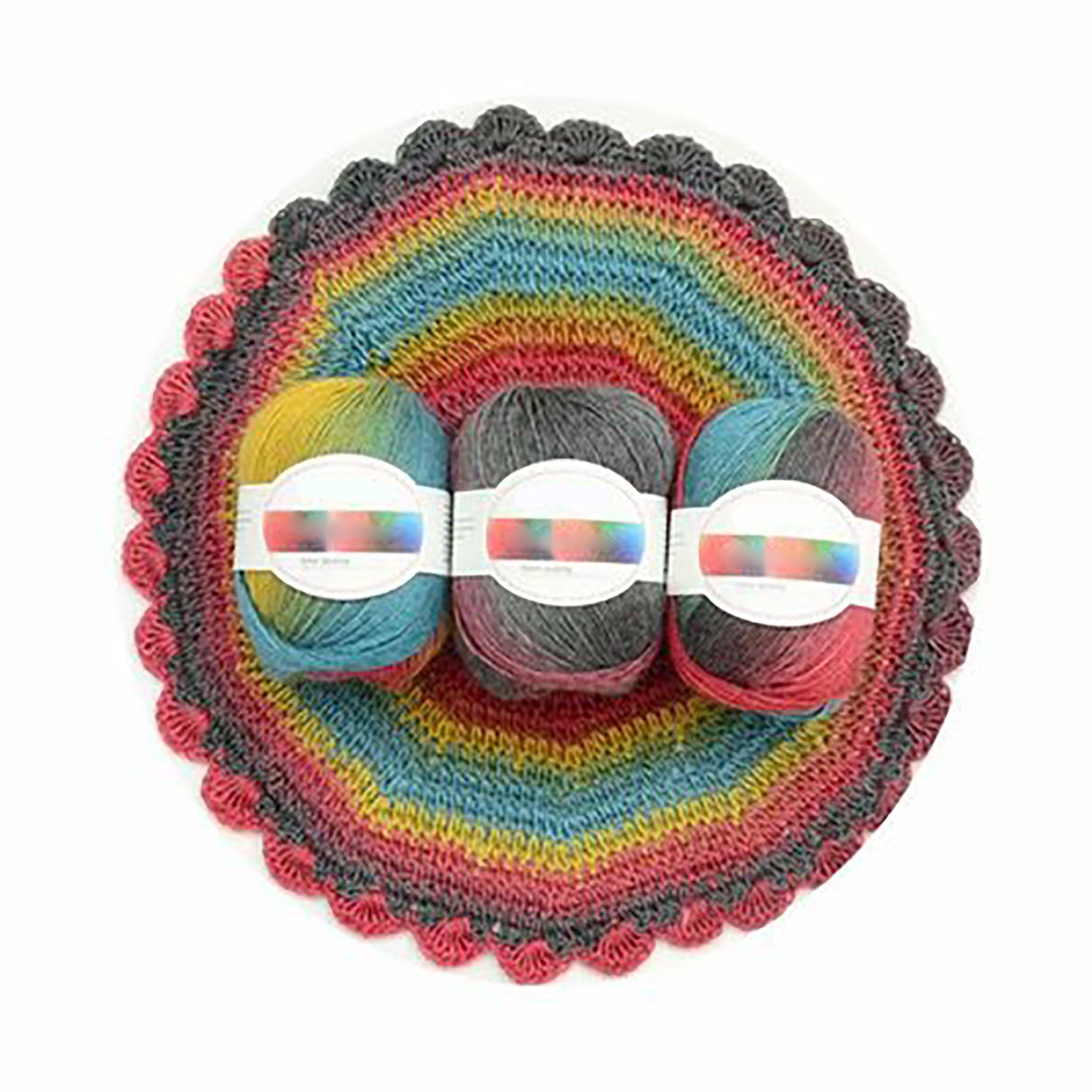GDDTOY Dyed Rainbow Wool Thread Handmade Diy Crochet Fine Shawl Hat Scarf Woolen Thread Yarn ...